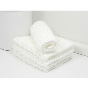 Set of 4 Handmade White 4 inch x 7 inch Rectangular Crochet Cotton Dishcloths