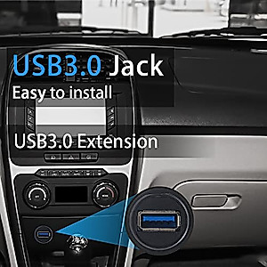 Duttek USB Flush Mount Cable, Round Single Port USB 3.0 Panel Flush Mount Extension Cable with Buckle for Car Truck Boat Motorcycle Dashboard 30cm/12 inch