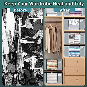 GARPROVM 3PCS Large Storage Bags, Clothes Storage Bag with Lids and Handle, Foldable Closet Organizer Storage Oxford Bag cloth for Clothing Sweaters Comforter Blanket Pillows Toys, Light Grey