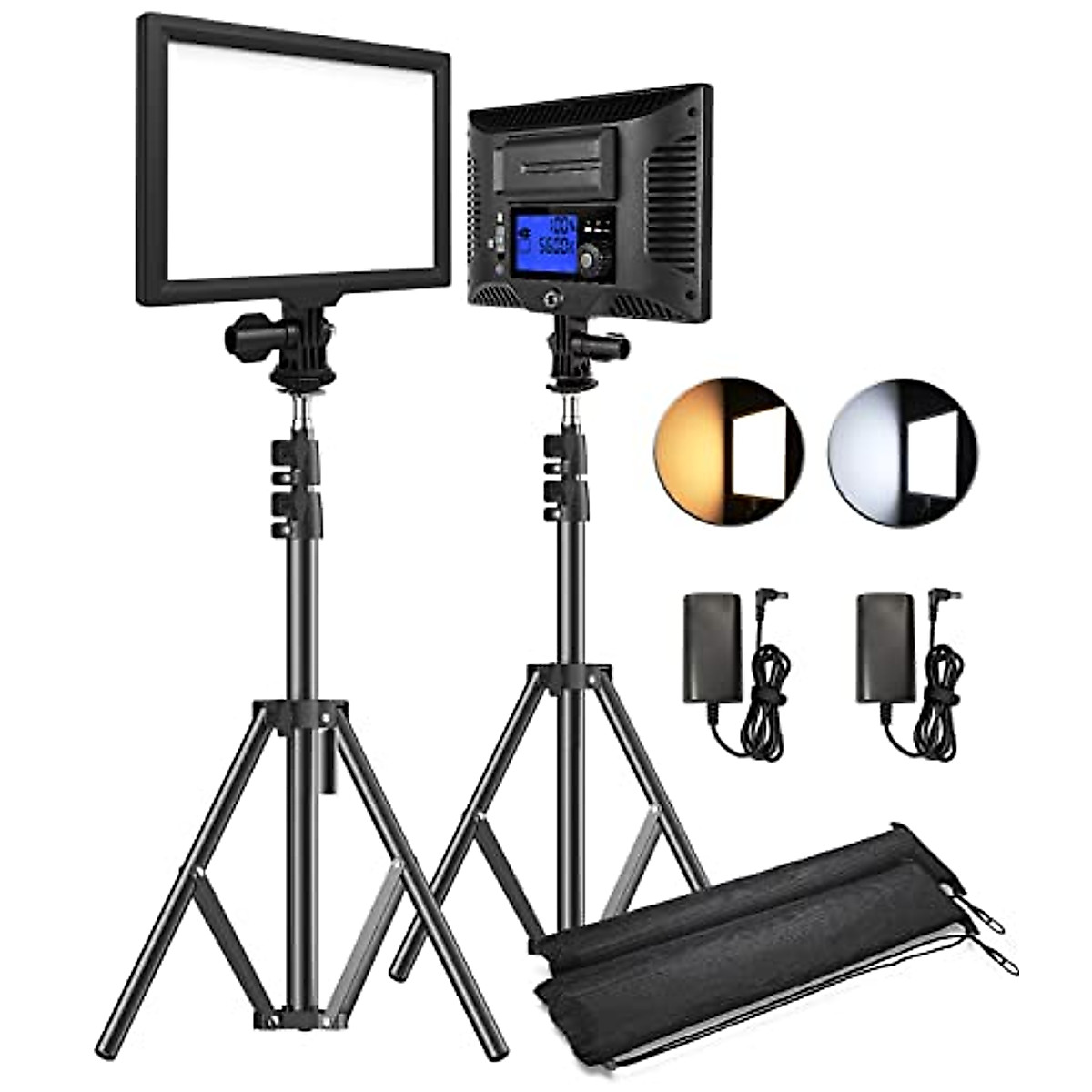 Switti LED Video Light Lighting Kit, Dimmable Bi-Color Panel Light with Stand for Photography/Live Streaming/YouTube/Video Conference|3200K-5600K, CRI95+