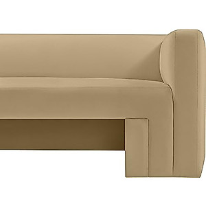 Meridian Furniture 665Camel-S Henson Collection Modern | Contemporary Velvet Upholstered Sofa with Soft Camel Velvet, Solid Wood Frame, 89.5" W x 34.5" D x 28" H, Camel