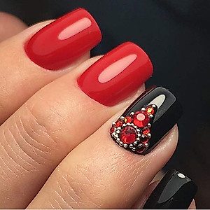 OUTUXED 5040pcs Red Flatback Rhinestones for Crafting, Crystal Round Gems for Nail Art DIY Crafts Halloween Clothes Bags, 6 Mixed Size Hotfix Rhinestones with Tweezers and Picking Rhinestones Pen