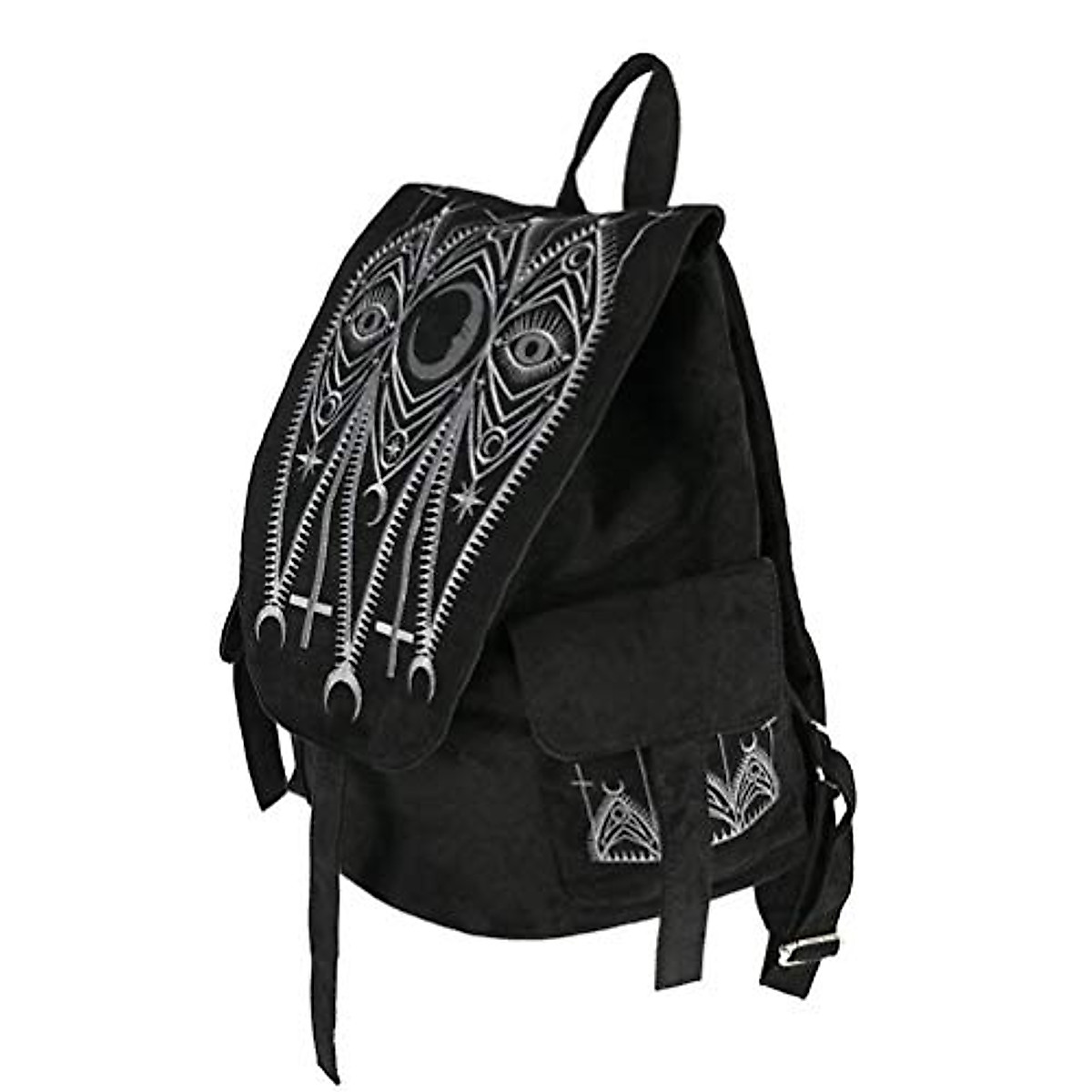 Restyle Cathedral Gothic Occult Crescent Moon Vegan Suede School Uni Backpack