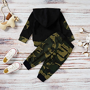 Viworld Baby Boy Pant Outfits Cooler Version of Dad Hoodie Camouflage Pants 2Pcs Casual Clothes(Black,18-24M)
