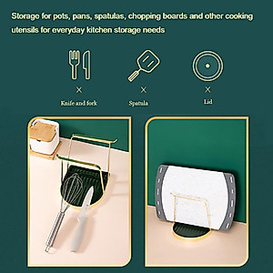Pots and Pans Organizer Pot Lid Holders With Drain Tray Cutting Board Holde Multifunctional Storage Rack for Baking Sheets, Skillets, Frying Pans, Pots, Lids, Cutting Boards Kitchen Countertop