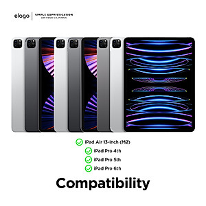 elago Case for iPad Pro 12.9 6th, 5th,4th Generation and iPad Air 13 (M2) -iPad Case with Magnetic Attachment to Metal Materials,Compatible with Apple iPad Pencil and elago’s Pencil case (Light Grey)