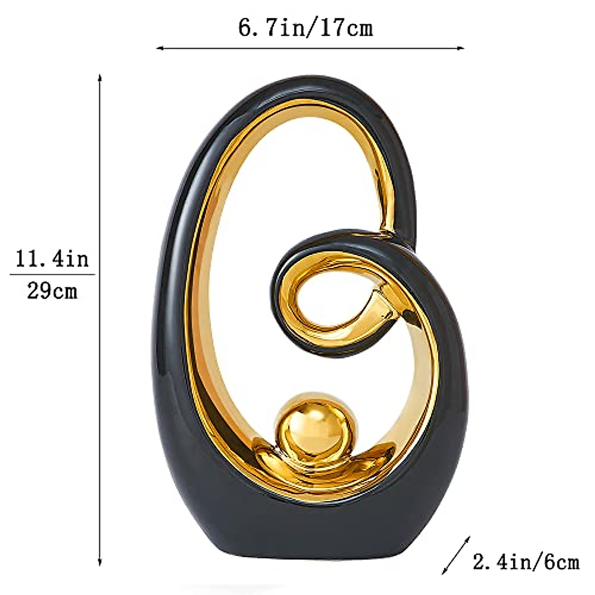 XINXUAN Ceramic Abstract Sculpture Decoration Black Modern Home Decoration Accessories Desk Decoration Gift Collection