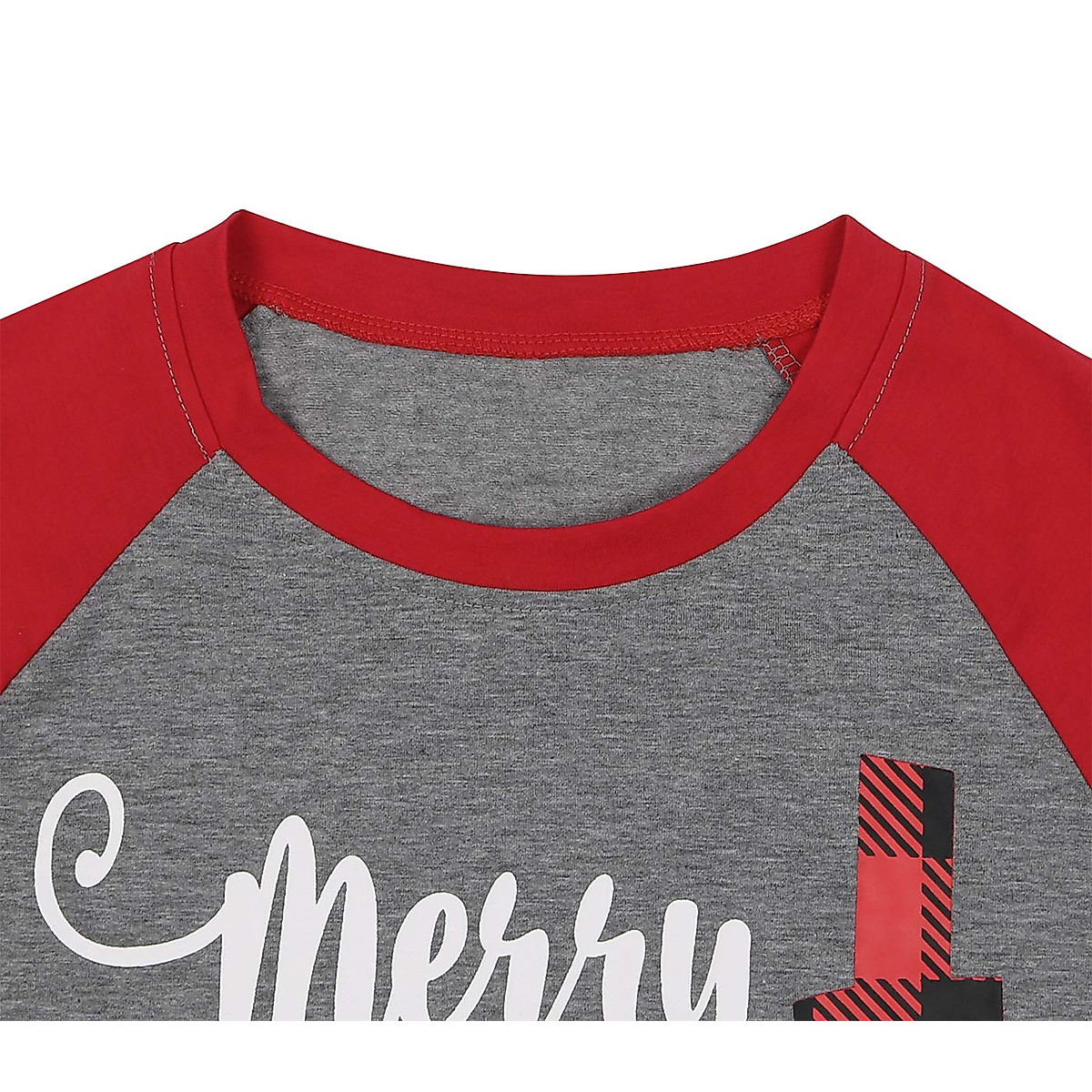 Merry Christmas Tee Shirts Women Christmas Tee Shirts Tops Letter Print Long Sleeve Raglan Baseball Tee Shirts Gray