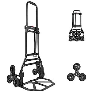 RJTEK【Material upgrading】 Stair Climber Hand Truck and Dolly, 220 Lb Capacity Stair Climbing cart Heavy-Duty Trolley Cart Heavy-Duty Luggage cart Stair Dolly Lightweight with Telescoping Handle Black