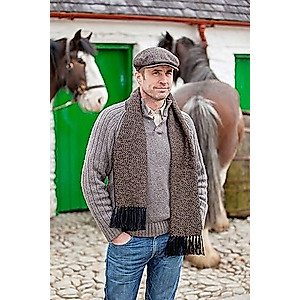 Mucros Weavers Men's Quiet Man Cap, Irish Tweed Flat Cap, Brown, XL