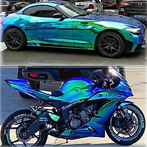ASENDIWAY Holographic Rainbow Chrome Car Adhesive Vinyl Wrap Gloss Decal Sticker Film Sheet Air Bubble Free DIY Vinyl