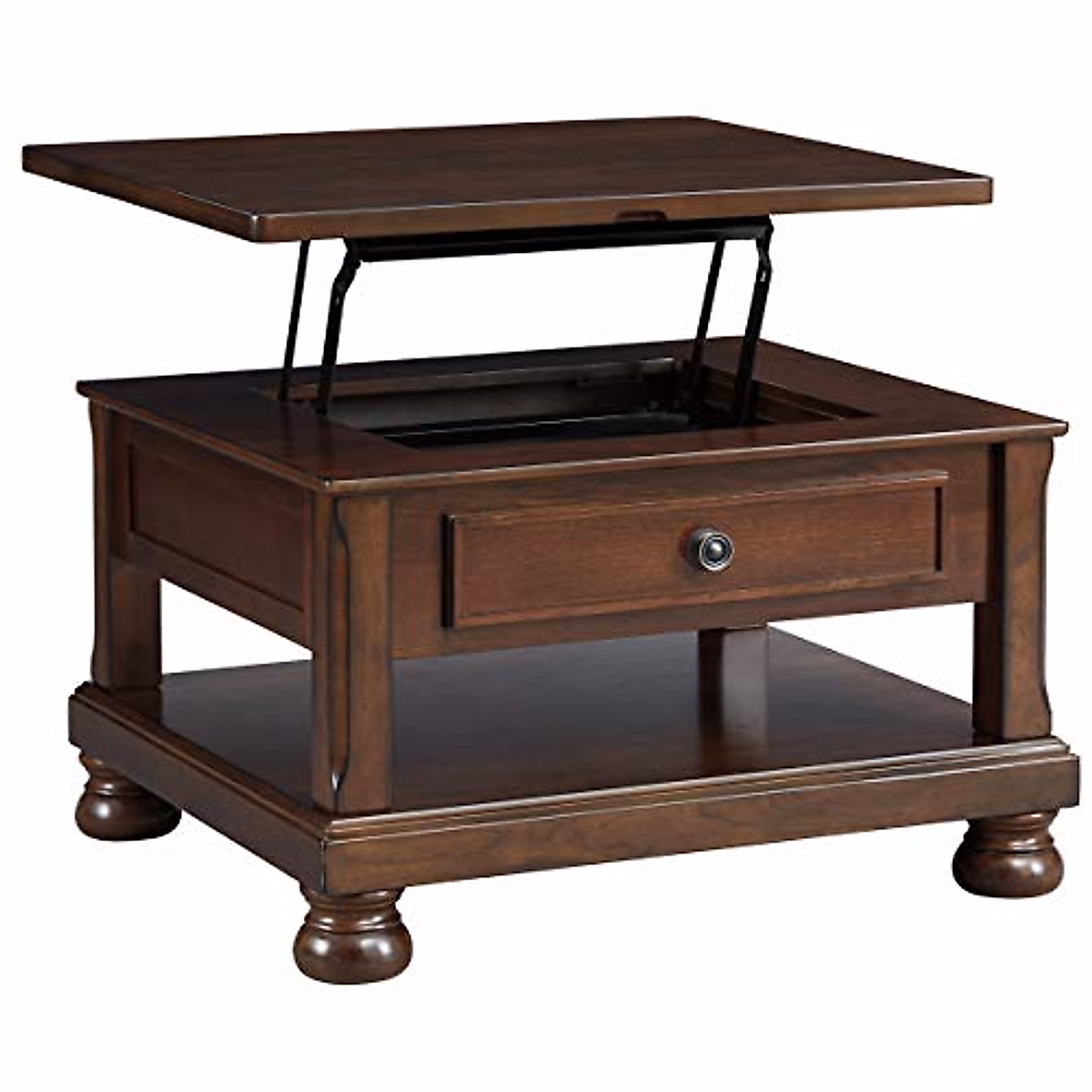Signature Design by Ashley Porter Traditional Hand-Finished Lift Top Coffee Table, Dark Brown