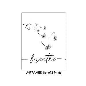 Just Breathe Wall Art - Inspirational Quotes Wall Decor - Encouragement Gifts for Women - Positive Quotes Wall Decor - Uplifting Gifts for Women - Bedroom Wall Art - Living Room Wall Art 8x10 Unframed