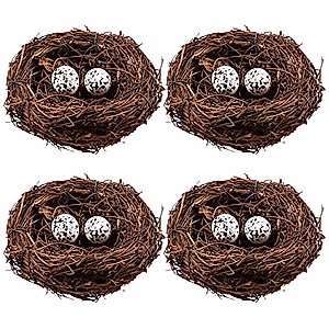 Asekonc 4PCS Easter Birds Nest Decorating, Rattan Nest for Crafts Home Party Decor Party, Wedding Patio Garden Succulent Planter Moss Landscape DIY Terrarium(5.9Inch)