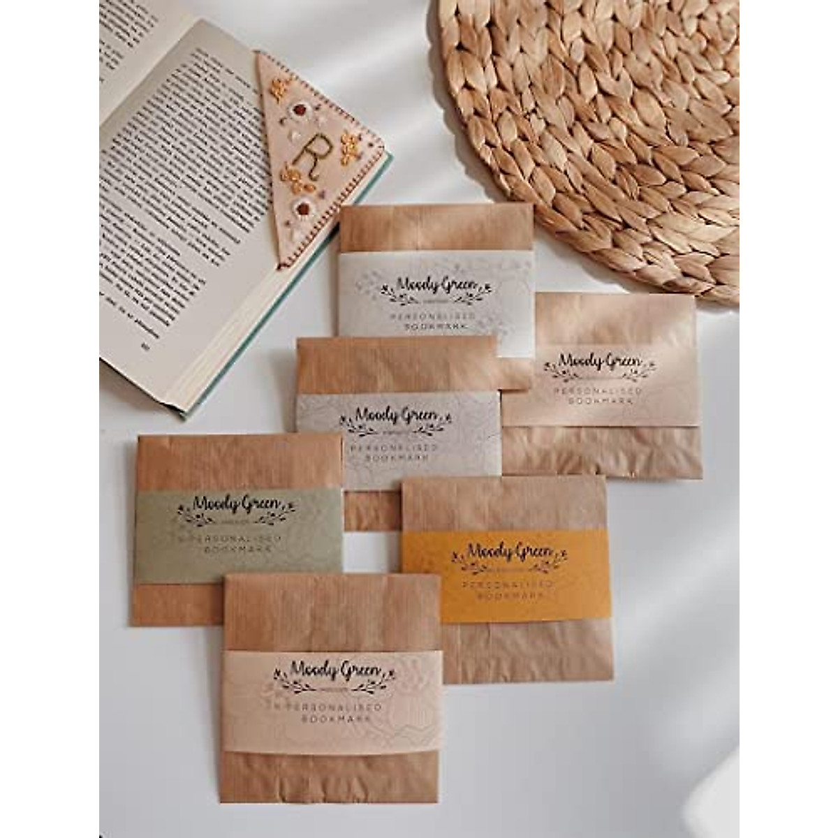 Personalized Hand Embroidered Corner Bookmark, Handmade Bookmark Cute Flower Letter Embroidery, Felt Triangle Page Corner Felt Triangle Bookmark for Book Lovers (J, Style 1)