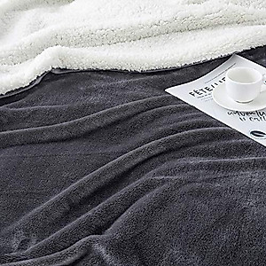 IR Imperial Rooms Sherpa Blanket (Grey / 60 x 80 Inches) Soft Fluffy Twin Blanket for Couch and Sofa - Reversible Microfiber Thick and Warm Sherpa Fleece Bed Blankets for Winter