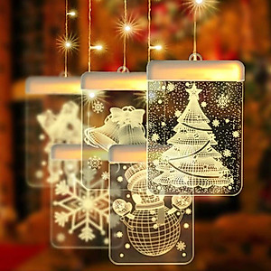 Aolantai Window Lights, 3D Acrylic Fairy Lights Christmas String Lights with USB Powered Christmas Decorations 8 Lighting Modes with Remote Controls for Outdoor, Indoor, Porch, Party, Warm White