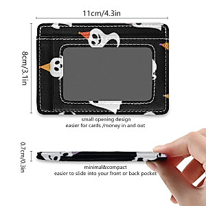 susiyo Cute And Scary Halloween Ghost Slim Minimalist Wallets Rfid Blocking Card Wallets PU Leather Front Pocket Wallets for Men and Women