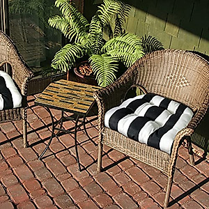 INFBLUE Outdoor/Indoor Wicker Seat Cushions All Weather 19 x 19 inches Outdoor Chair Pads,Black White,Set of 2 (Wicker Cushions)