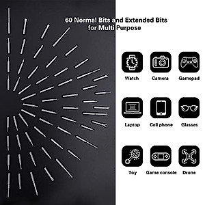 EFFTO Mini Electric Precision Screwdriver Set, 350mAh Lithium Battery Rechargeable Screwdriver Set, with 60 Precision Bits, Electronics Screwdriver Repair Tool Kit Magnetic Screwdriver Set