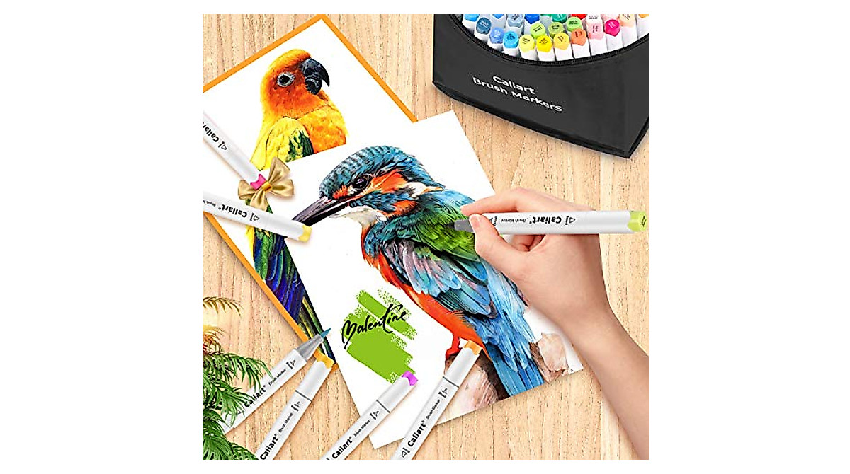 Caliart 121 Colors Alcohol Markers - Vibrant Dual Tip Art Set