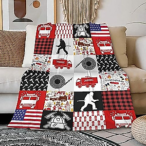 Fire Truck Blanket Ultra Soft Truck Car Blanket for Toddler Boys Men Truck Gifts for Truck Lovers Police Firefighter Blanket for Birthday Anniversary Couch Bed Outdoor 40"x50"for Kids/Child