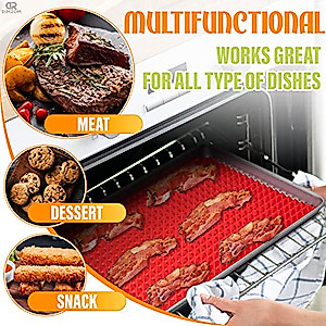 Silicone Baking Mat Red Pyramid - Nonstick Bakeware Microwave Bacon Cooker Pastry Mats Red BBQ Grill Mat Baking Supplies - 16 X 11'' Healthy Food Grade Silicone Mats For Kitchen Counter Grilling Mat