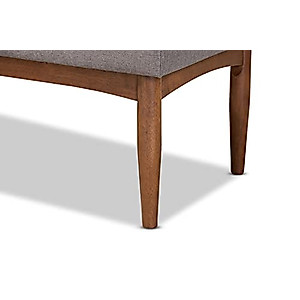 Baxton Studio Sanford Mid-Century Modern Grey Fabric Upholstered and Walnut Brown Finished Wood 2-Piece Dining Nook Banquette Set