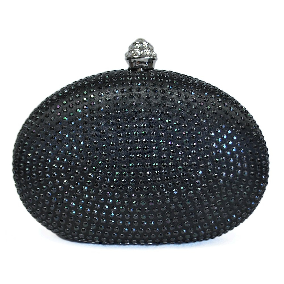 Chicastic Black Rhinestone Crystal Minaudiere Hard Mini Wedding Cocktail Evening Clutch Bag
