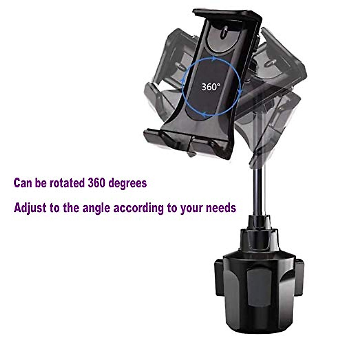 leQuiven Cup Holder Phone Mount Tablet Holder, Car Cradle Stand for Samsung S23/S23+/S23 Ultra/Samsung S22 Ultra/S21/Galaxy Z Fold 4/iPhone 14 13 12 11 Series/iPad Mini, Mobile Devices Under 8.3"