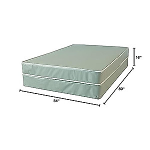Mattress Comfort, 8-Inch Firm Double Sided Tight top Waterproof Vinyl Innerspring Mattress & 8" Wood Box Spring Set, Full XL