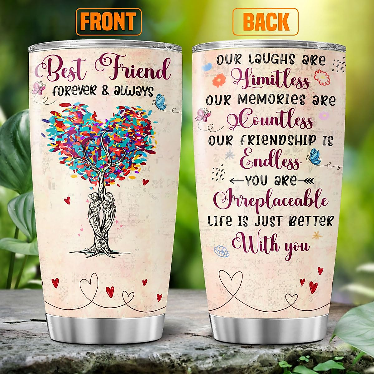 JENOIS Tumbler 20 Oz With Lid And Straw, Best Friend Friendship, Holiday and Christmas Gifts, For Women Tumblers