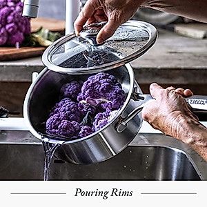 Merten & Storck Tri-Ply Stainless Steel 3QT Saucepan Pot with Lid, Professional Cooking, Multi Clad, Measurement Markings, Drip-Free Pouring Edges, Durable Glass Lid, Induction, Oven & Dishwasher Safe