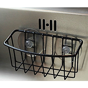 Neat-O Durable Steel Construction Color Coated Large Suction Cups Kitchen Sink Sponge Storage Organizer Holder (Black)
