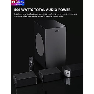 RAINEVERRY 5.1.2 Premium Sound Bar with Dolby Atmos, Surround Sound System for TV, Wireless Subwoofer, Home Theater Surround Sound System, Bluetooth 5.1, Work with 4K & HD TVs| HDMI & Optical