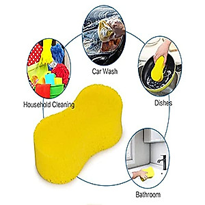 AISIBO 5 Pack Car Wash Sponge Set, Multi-Functional Thick Foam Scrubber Kit, High Foam Cleaning Washing Sponge Pad for Car, Kitchen, Bathroom