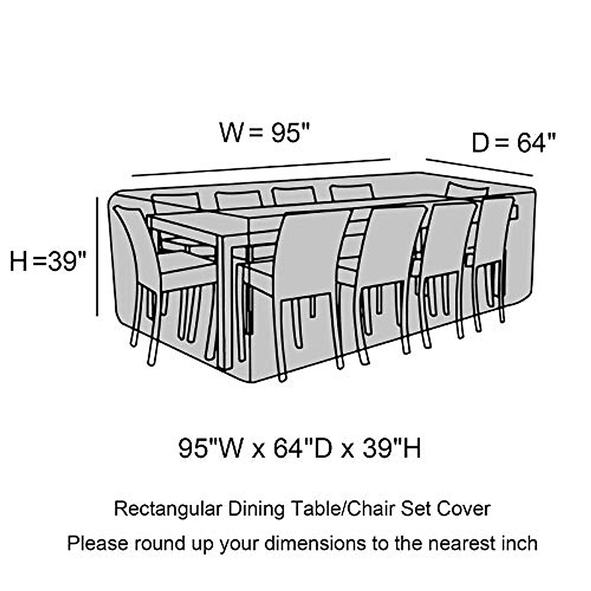 YoungBee Patio Furniture Set Covers,Rectangular/Square Patio Table Cover Waterproof, Windproof, Upgraded Tear-Resistant 420D Oxford Large Outdoor Furniture Covers 95" W x 64" D x 39" H