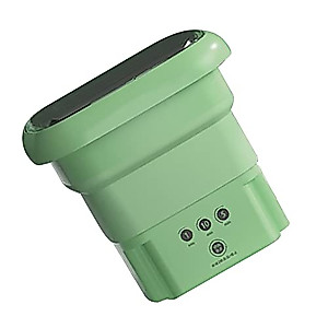 Portable Washer, Mini Washer with Spin Dry Drain Basket Drain Pipe Folding Portable Washing Bucket Drain Pipe and Drain Basket for Socks Underwear (Green)