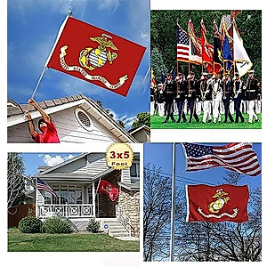 US Marine Corps USMC Flag 3x5 Outdoor Double Sided - Heavy Duty Polyester US Military Army Flags Long Lasting with 2 Brass Grommets…