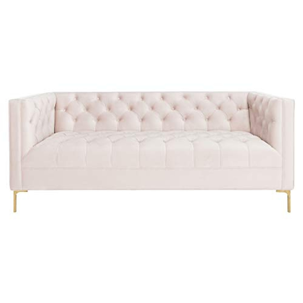 Safavieh Couture Home Vydia Glam Blush Pink Velvet and Gold Tufted Sofa