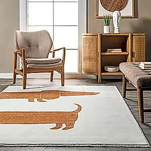 nuLOOM Cailyn Modern Dachshund Kids Area Rug, 7x10, Beige
