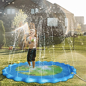 VOROSY Upgraded 79" Sprinkler & Splash Play Mat, Splash Pad, Inflatable Summer Outdoor Sprinkler Pad Water Toys Fun for Children, Infants, Toddlers, Boys, Girls and Kids