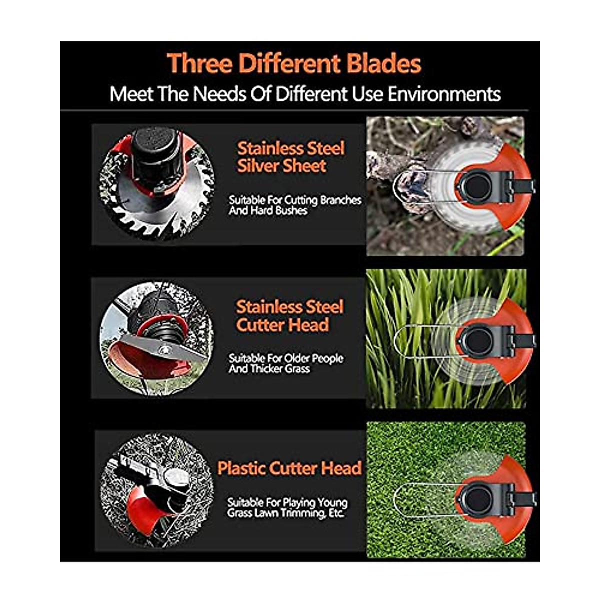 Electric String Trimmer Weed Wacker Lawn Edger with 2 Li-Ion Battery 1 Charger and 16 Cutting Blades for Lawn Yard Garden Bush Trimming & Pruning