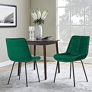 NicBex Velvet Dining Chairs, Upholstered Reception Chairs, Tufted Accent Chair with Metal Legs for Home Kitchen, Living Room, Set of 2, Green