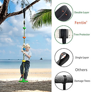 Fentin Tree Swing for Kids Backyard Single Disc Rope Climbing Swing Seat for Tree Indoor Outdoor Playground Swing Set Accessories with Thickening 4 Ft Strap-Green