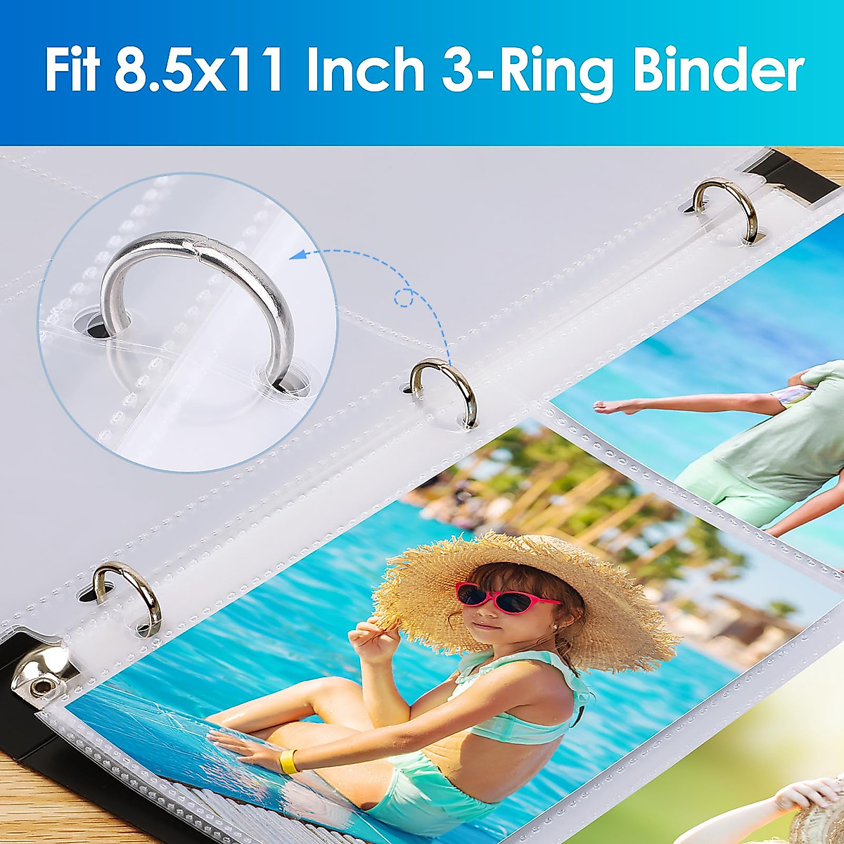 MaxGear Photo Sleeves for 3 Ring Binder 30 Pack - (4x6, for 180 Photos)，Archival Photo Pages Photo Album Refill Pages Photo Sheet Protector Page Protectors 8.5 x 11, Each Page Holds Six 4x6 Pictures