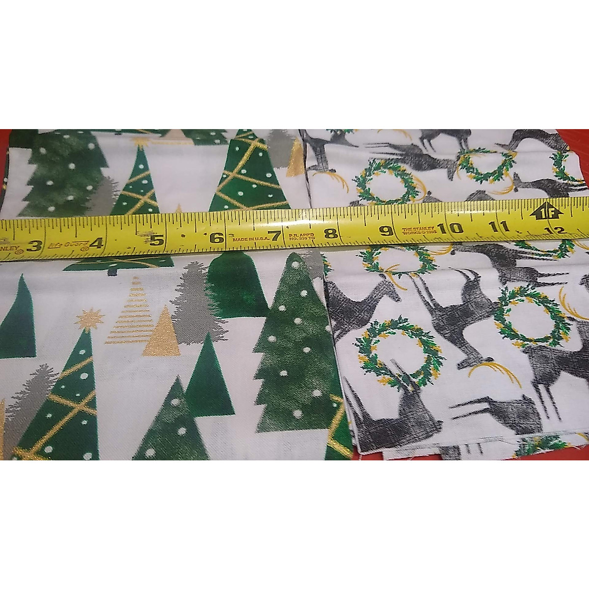 Fat Quarter Fabric Bundle Set 5 (1/4 Yard) Holiday Christmas Pine Trees Deer Peace Love Cotton Stack