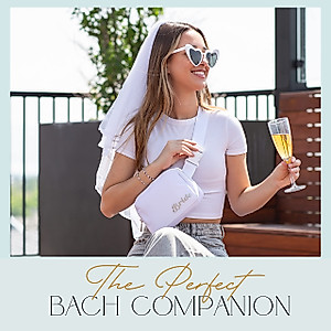 Newlywoo White Nylon Polyester Water Resistant Zipper Waist Pack for Brides