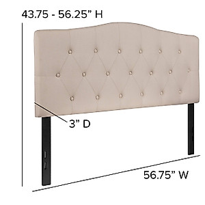 Flash Furniture Cambridge Tufted Upholstered Full Size Headboard in Beige Fabric