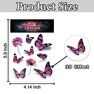 Cerlaza 3D Butterfly Tattoos Temporary, 120 Styles Butterfly Tattoos Stickers for Women and Girls, Realistic Semi Permanent Fake Tattoos for Adults, Butterfly Party Decorations
